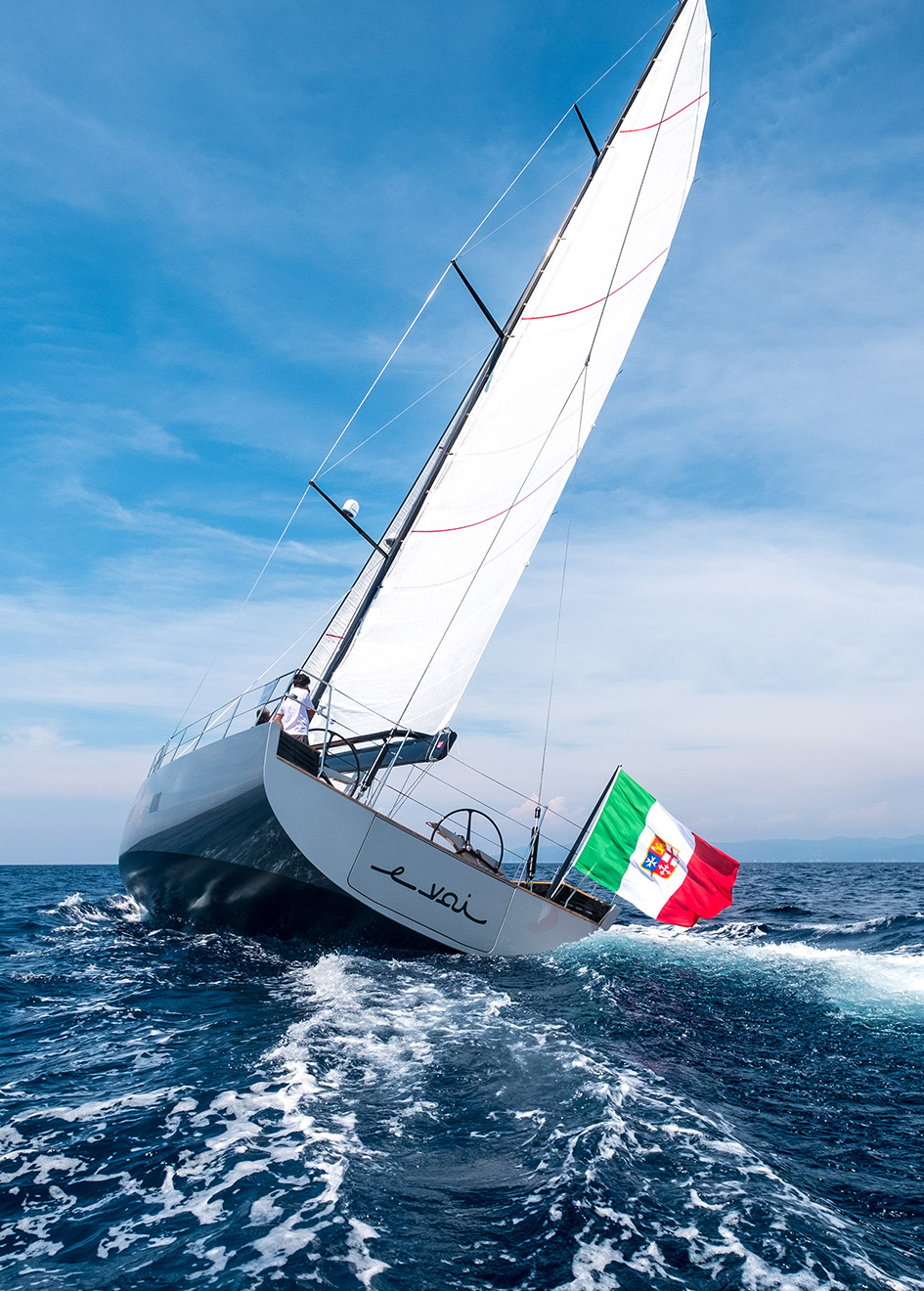 Mylius 76FD sailing yacht launched and named E Vai