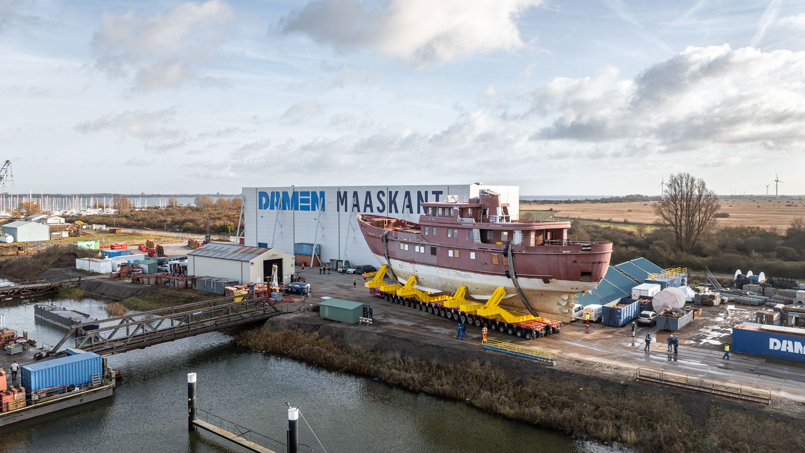 50m conversion project Vega enters shed at Damen Maaskant