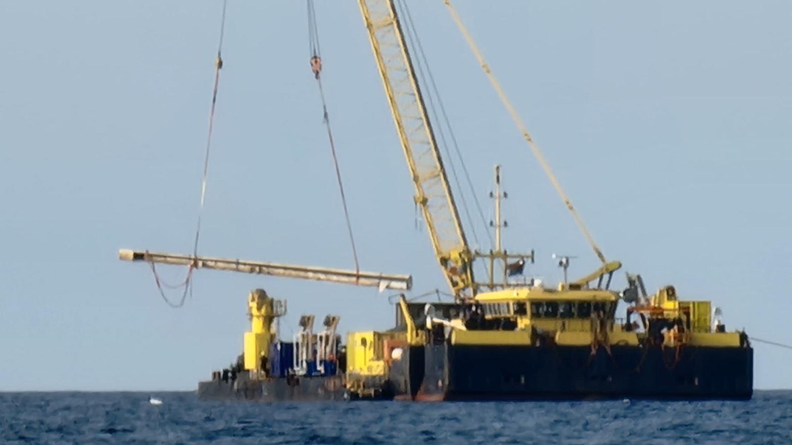 Exclusive picture of 56m sunken sailing yacht Bayesian raised from seabed