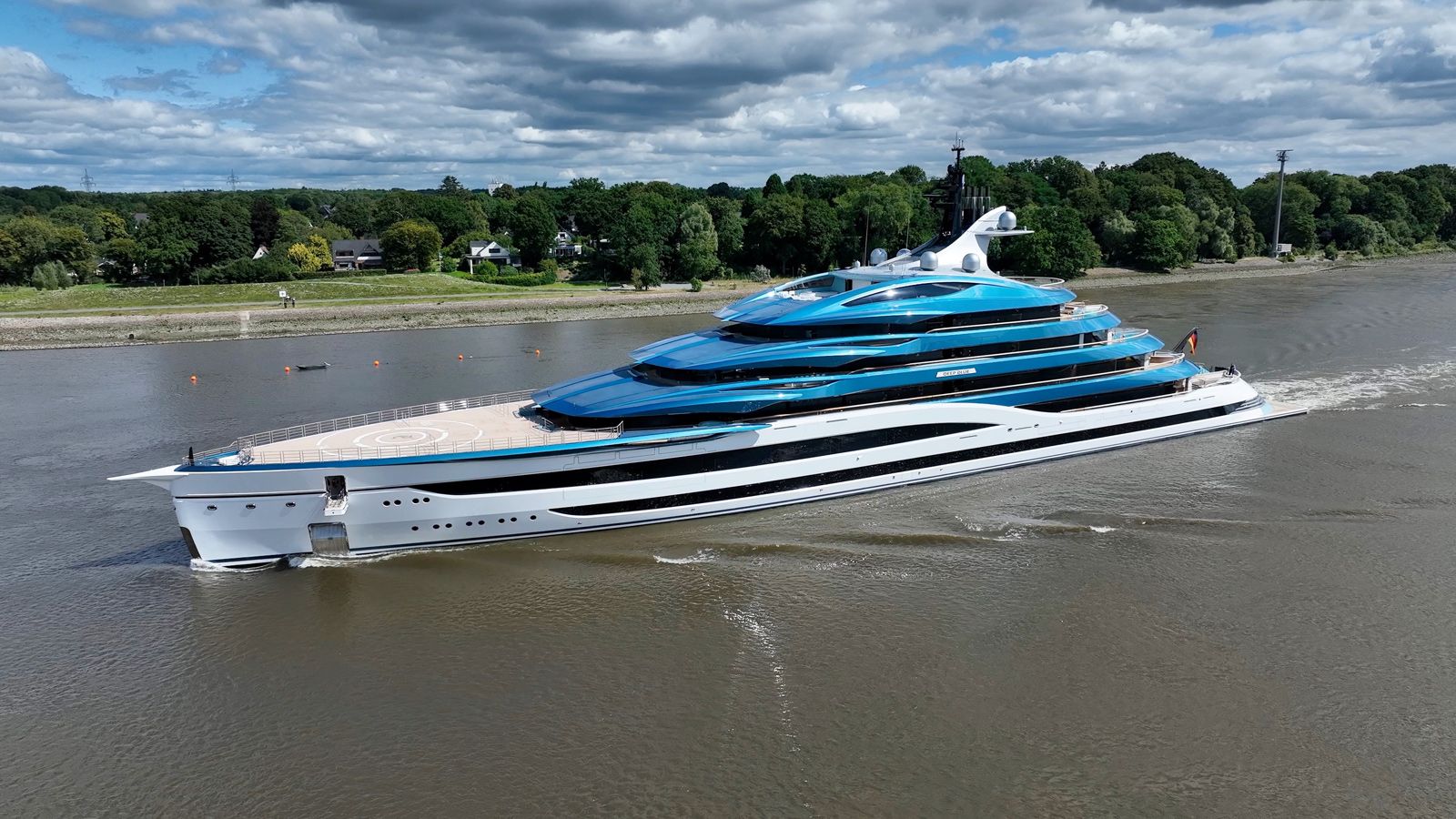 134m Lürssen superyacht Project Deep Blue on sea trials