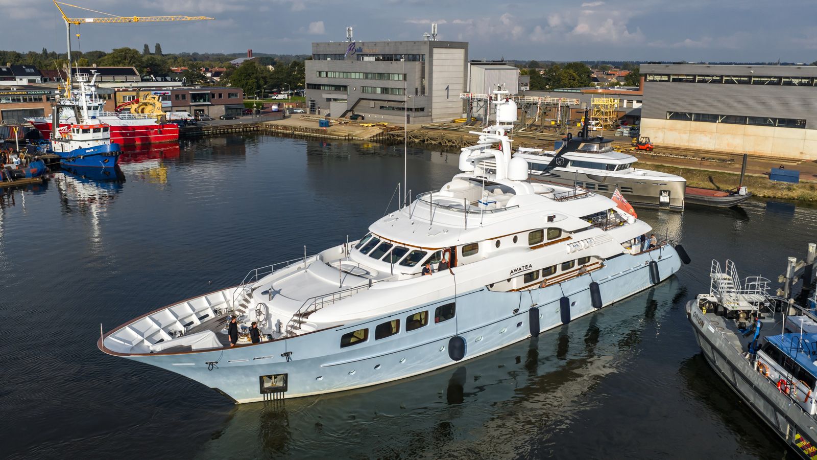 45m Royal Hakvoort yacht Awatea arrives at Balk Shipyard for extended refit